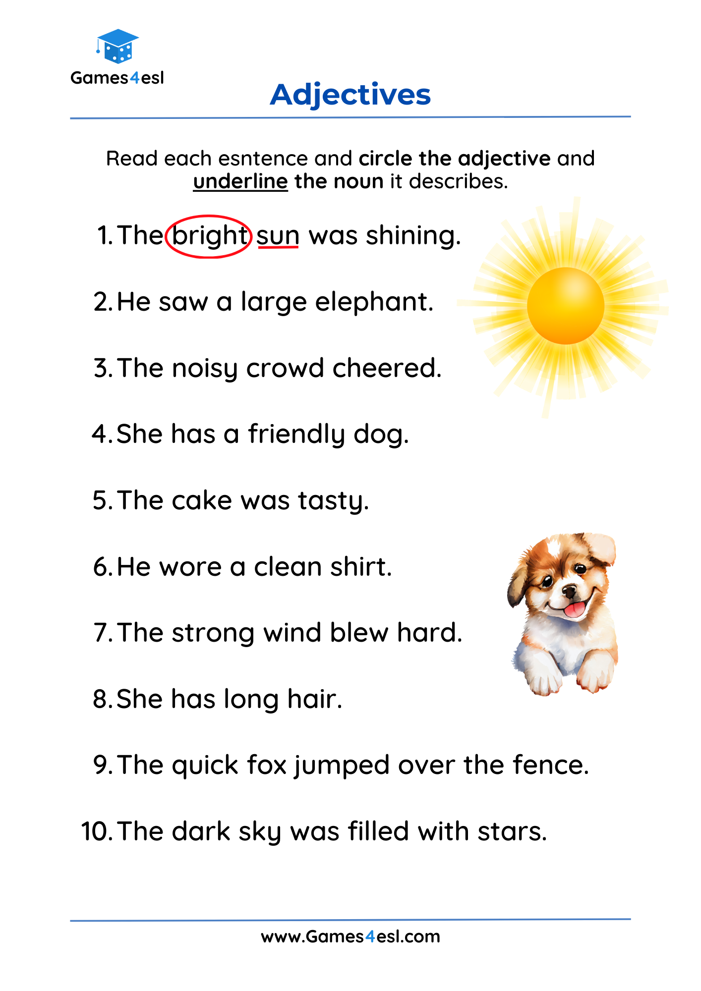 Adjective Worksheets For Grade 3 | Games4esl