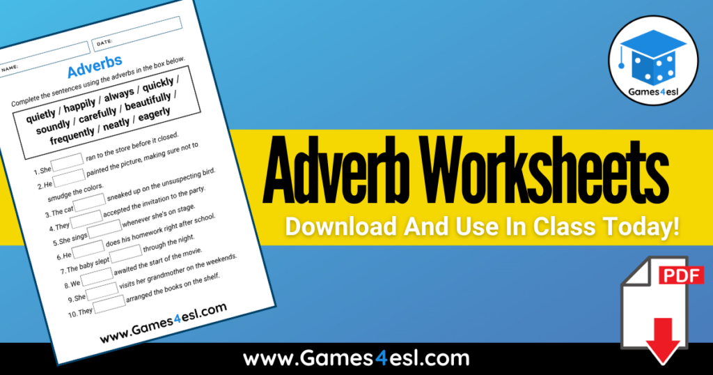 Free Adverb Worksheets | Games4esl