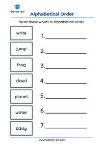 Alphabetical Order Worksheets For Grade 1 | Games4esl