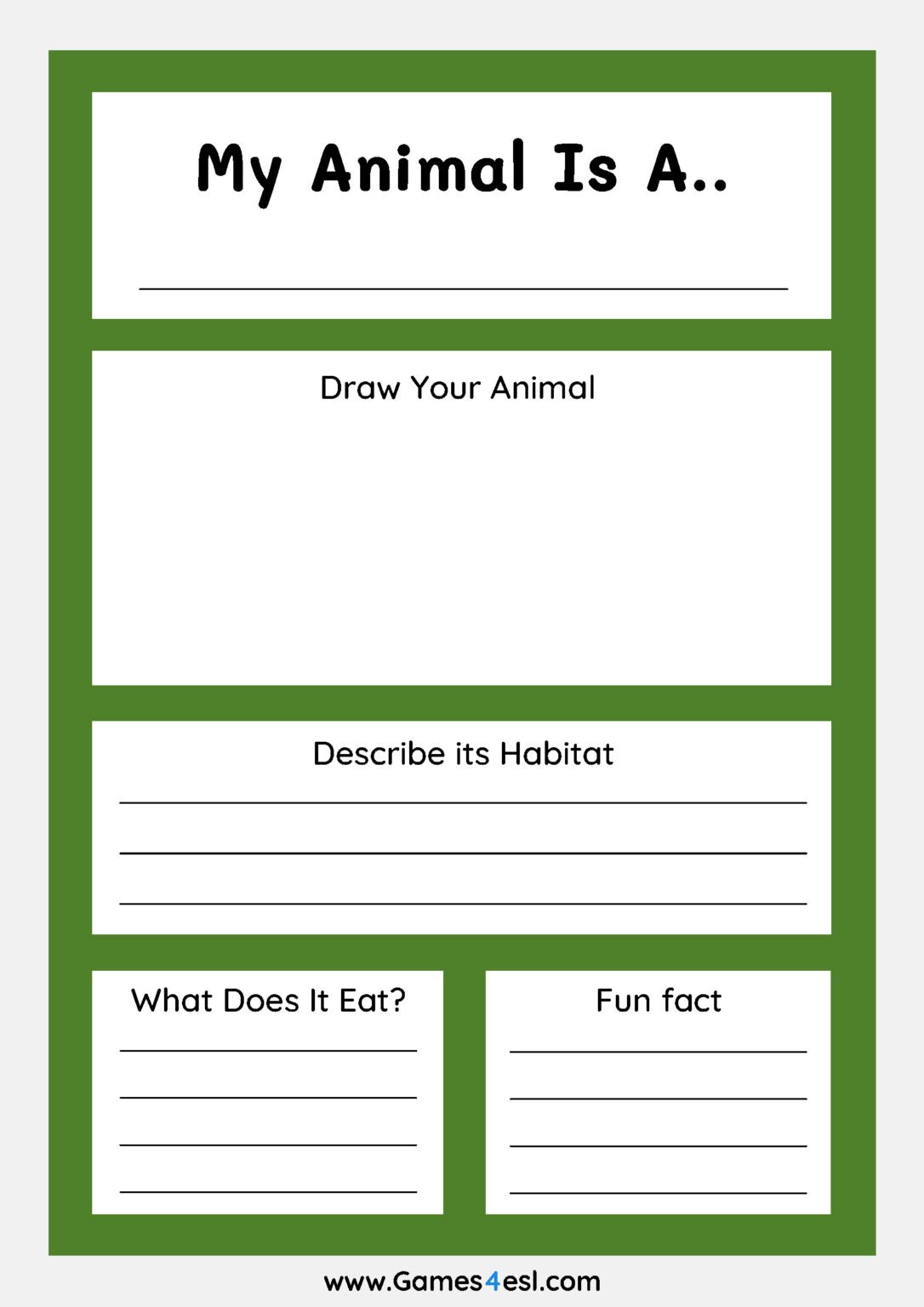 Animals And Habitats | Free PDF Worksheets For Kids | Games4esl
