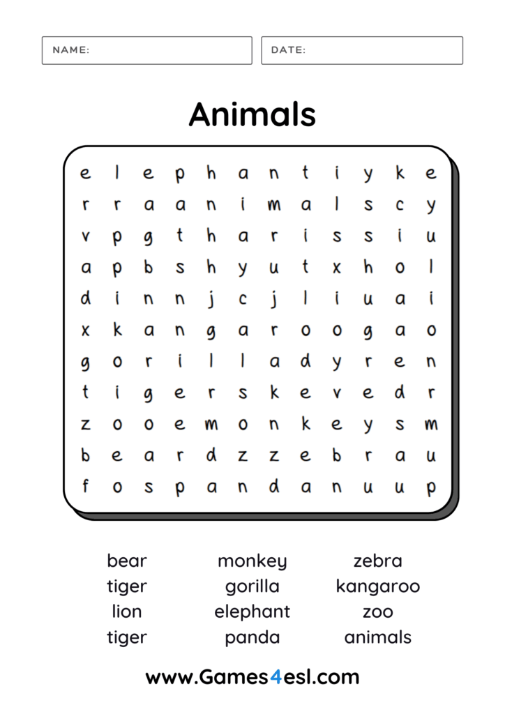 Printable Animal Worksheets For Kids And ESL Learners | Games4esl