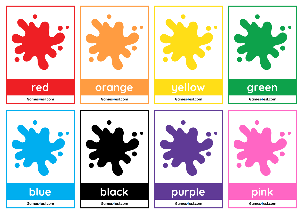 Free Basic Colors Flashcards For Kids | Games4esl