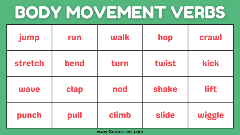 200 Verbs For Kids With Example Sentences + PowerPoint | Games4esl