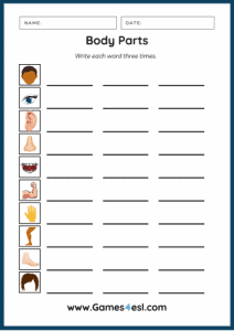 Body Parts Worksheets | Games4esl