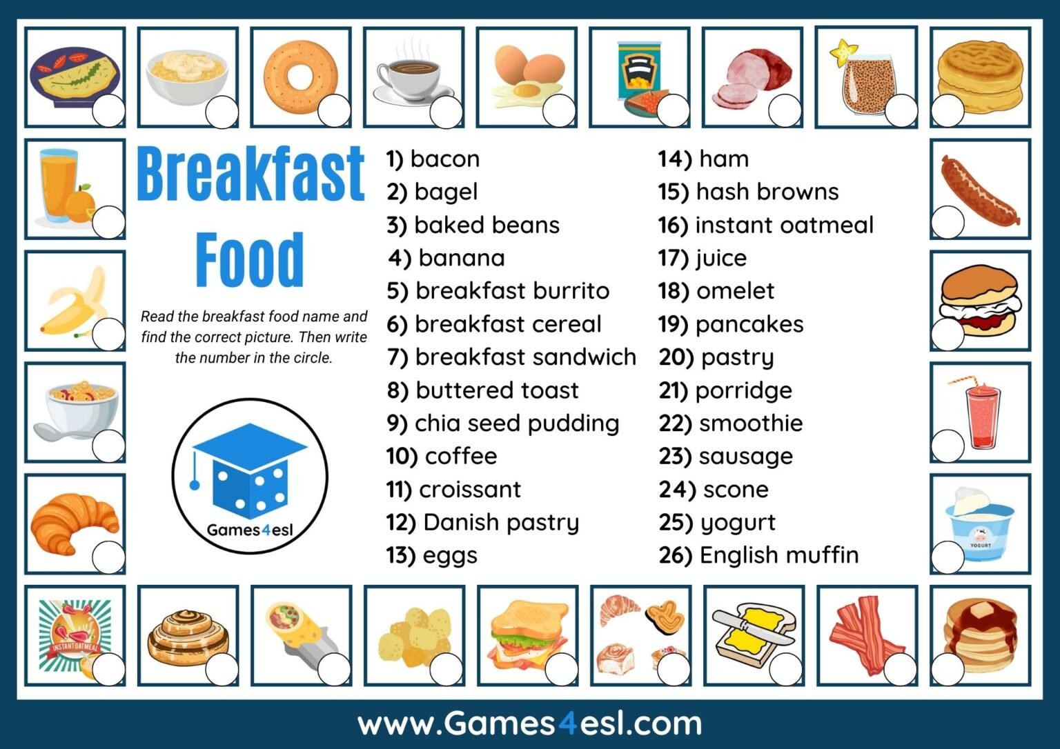 Breakfast Food Vocabulary | List With Pictures And Example Sentences ...
