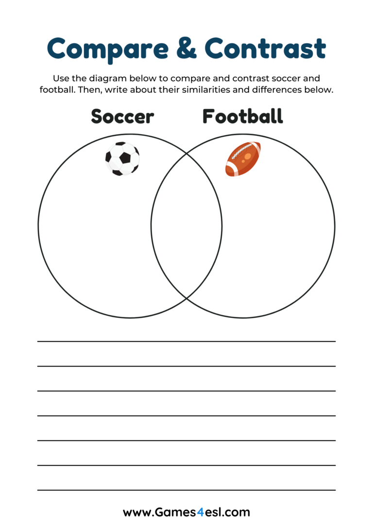 Compare And Contrast Graphic Organizers And Worksheets | Games4esl