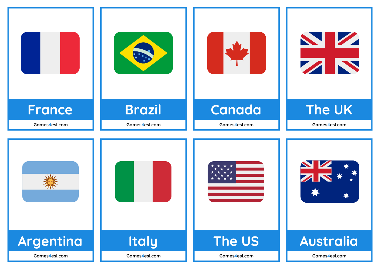 Free Country Flag Flashcards For Kids | Games4esl