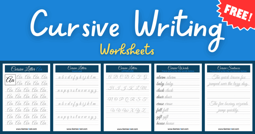Free Cursive Writing Worksheets To Practice Writing Cursive Letters ...