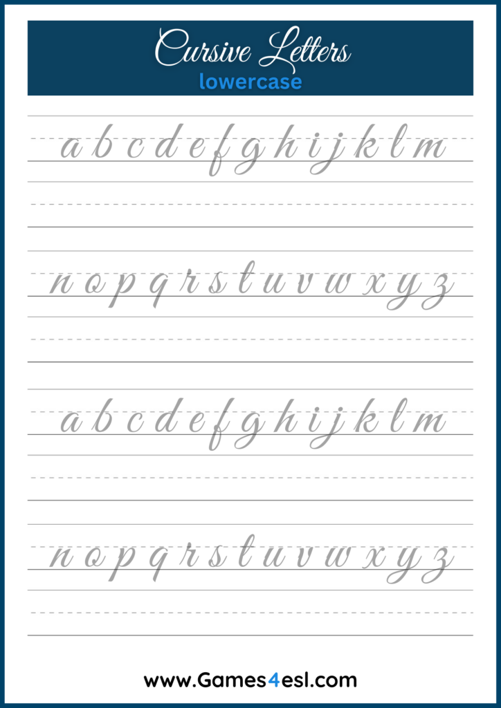 Free Cursive Writing Worksheets To Practice Writing Cursive Letters ...