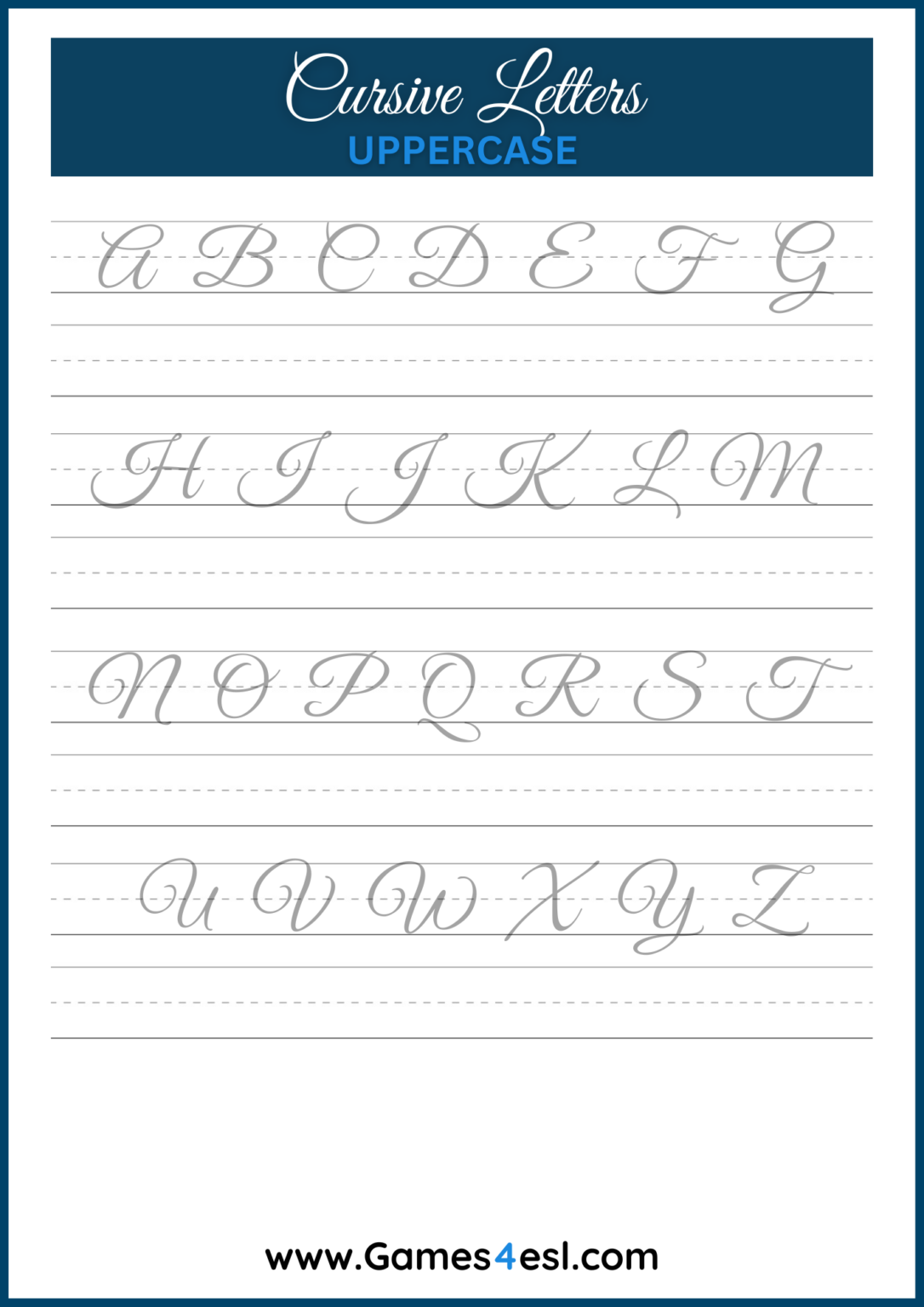 Free Cursive Writing Worksheets To Practice Writing Cursive Letters ...
