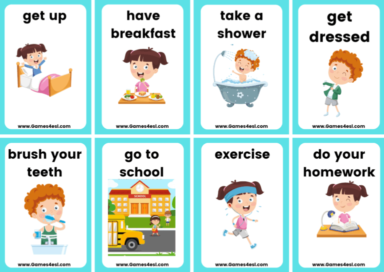 Free Daily Routine Flashcards For Kids And ESL Learners | Games4esl