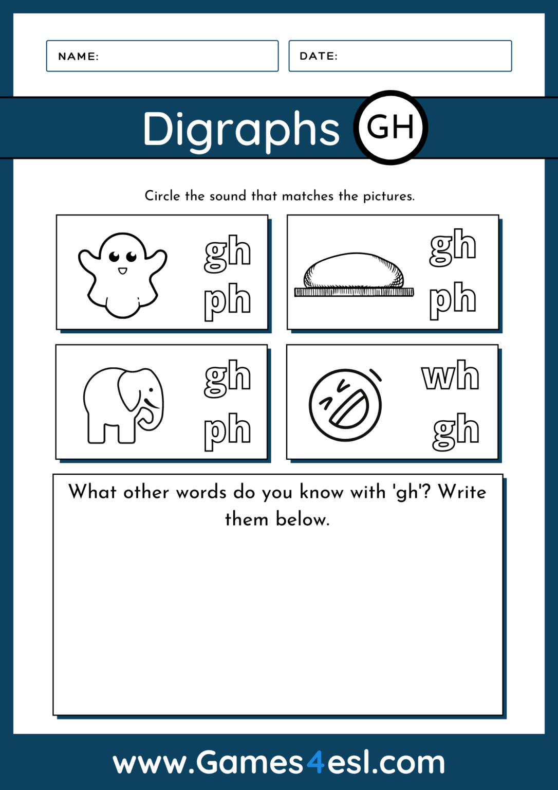Free Digraph Worksheets | Games4esl