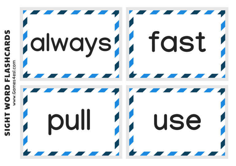 300+ Free Sight Word Flashcards | Games4esl
