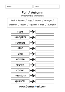 Fall Worksheets | Autumn Worksheets | Games4esl