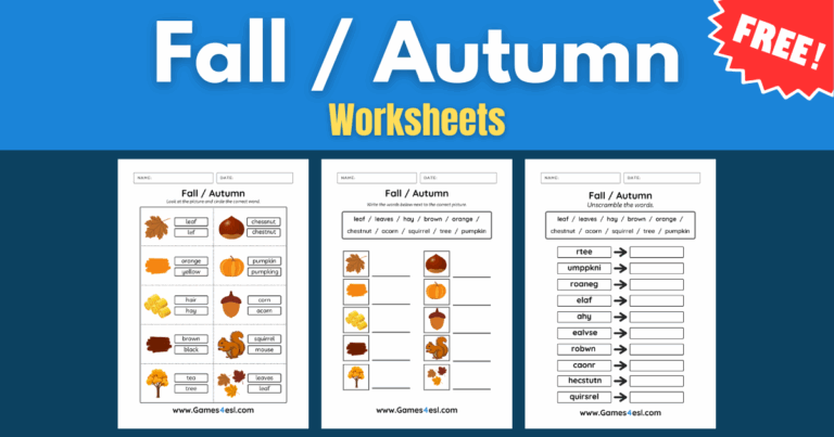 Fall Worksheets | Autumn Worksheets | Games4esl