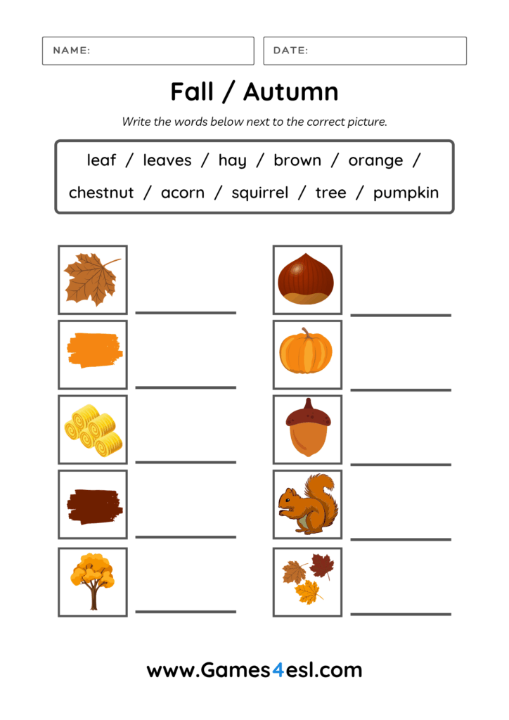 Fall Worksheets | Autumn Worksheets | Games4esl
