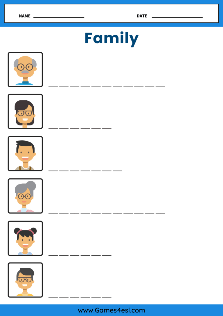 Family Worksheets | Free Printable Family Member Worksheets | Games4esl