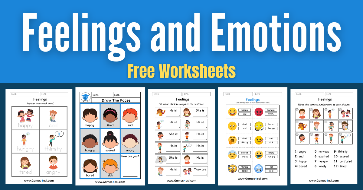 Feelings Worksheets For Kids And Beginner ESL Students | Games4esl