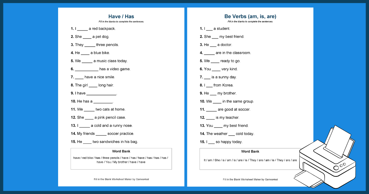 Fill In The Blank | Games4esl