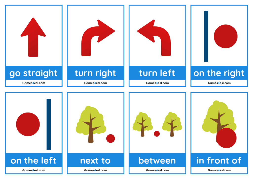 Free Directions Flashcards | Games4esl