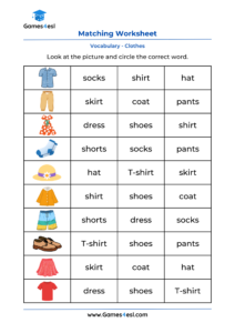 Picture Word Matching Worksheets | Games4esl