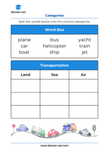 Sorting Worksheets For Grade 1: Sorting Words Into Categories | Games4esl