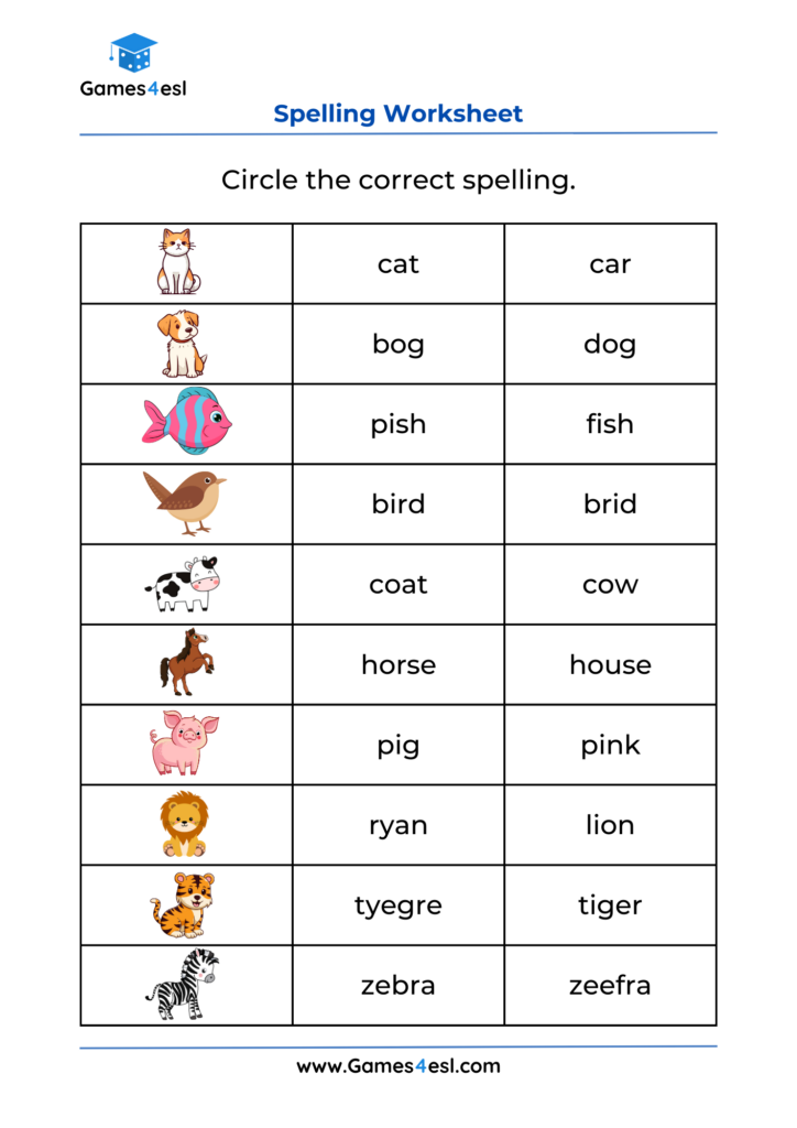 Printable Animal Worksheets For Kids And ESL Learners | Games4esl