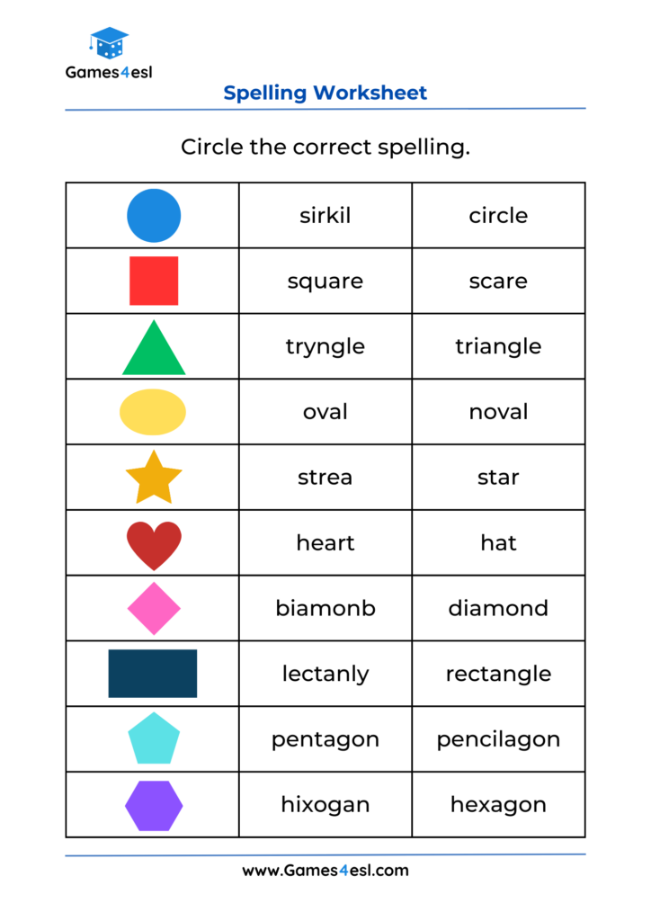 Grade 1 Spelling Worksheets | Games4esl