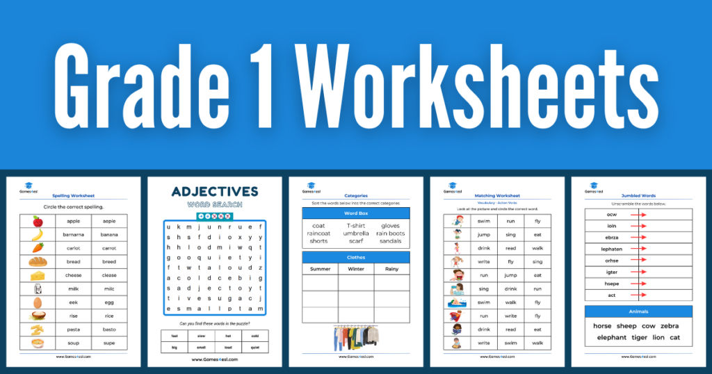 Grade 1 Worksheets | Games4esl