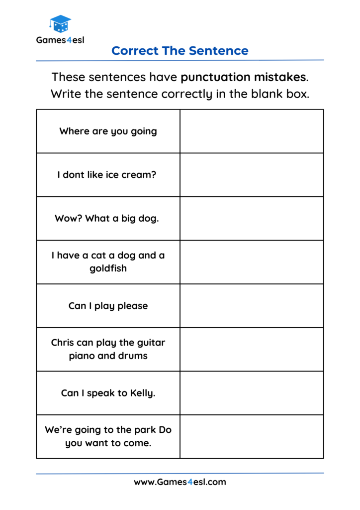 Grade 2 Sentence Worksheets | Games4esl