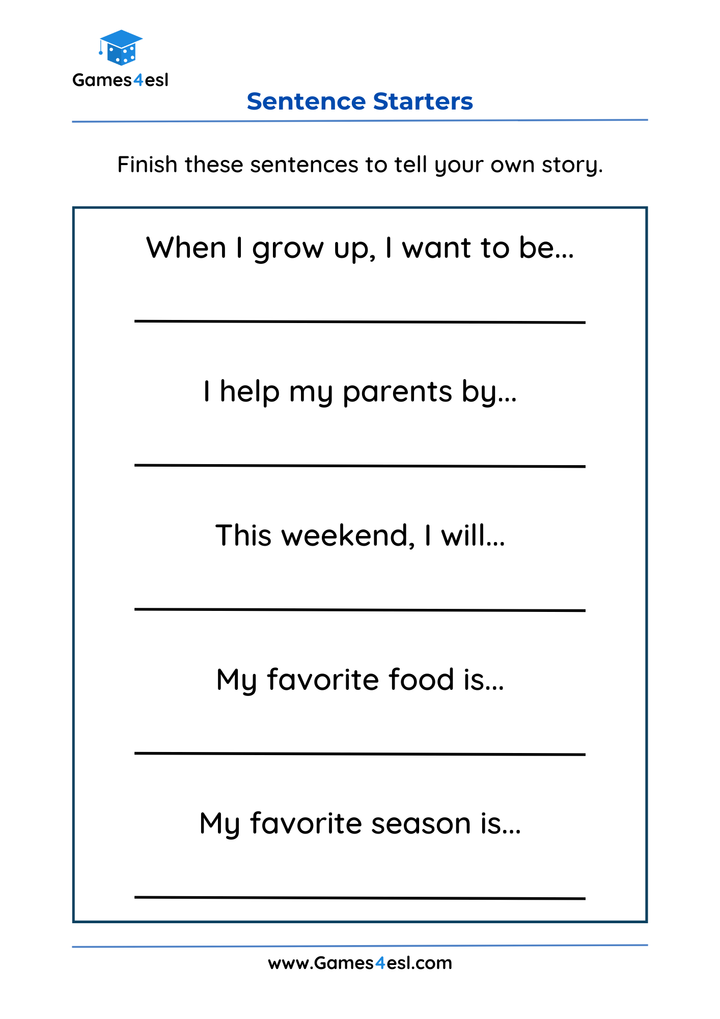 Grade 2 Sentence Worksheets | Games4esl