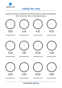 Grade 2 Telling The Time Worksheets | Games4esl