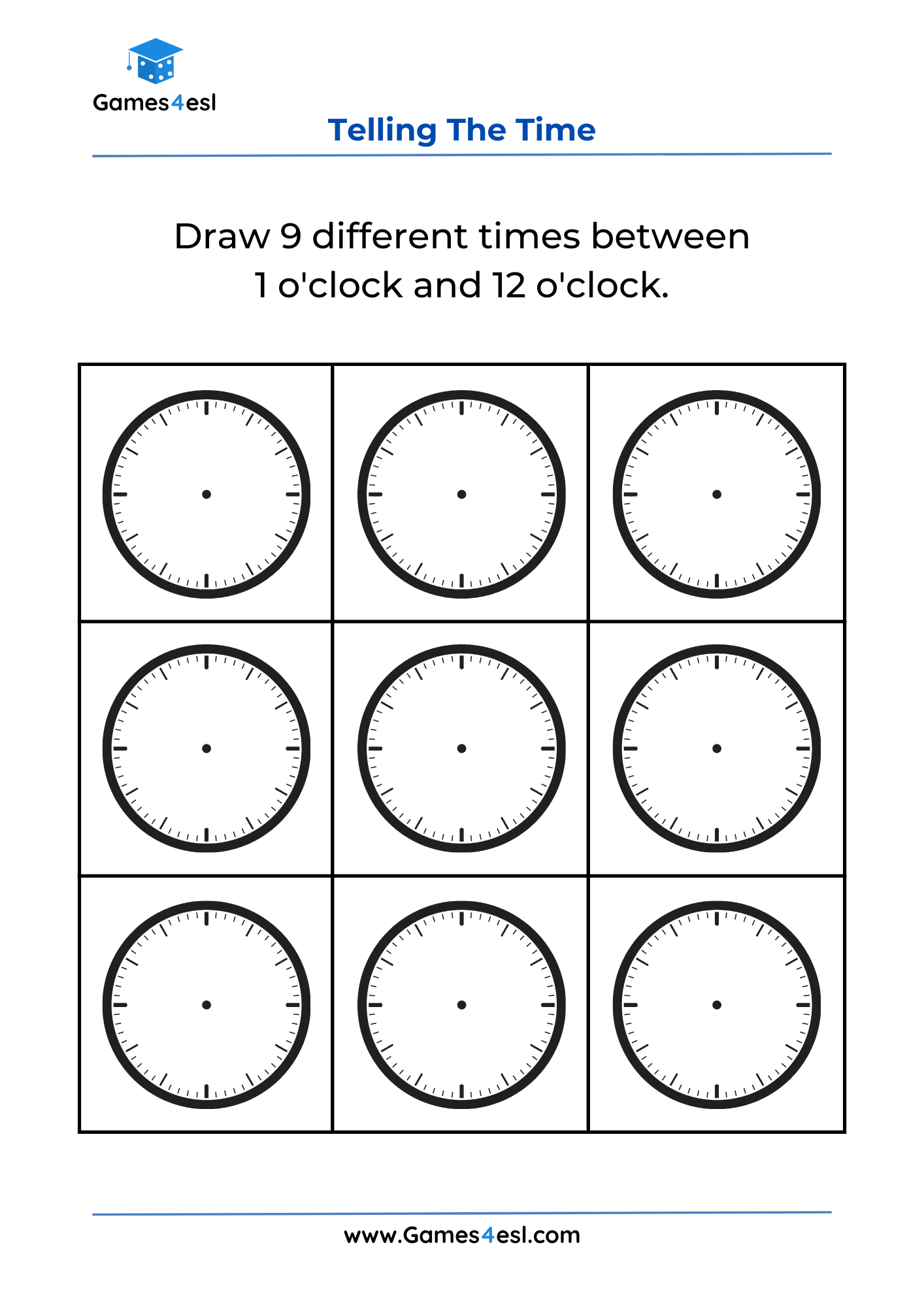 Grade 2 Telling The Time Worksheets | Games4esl