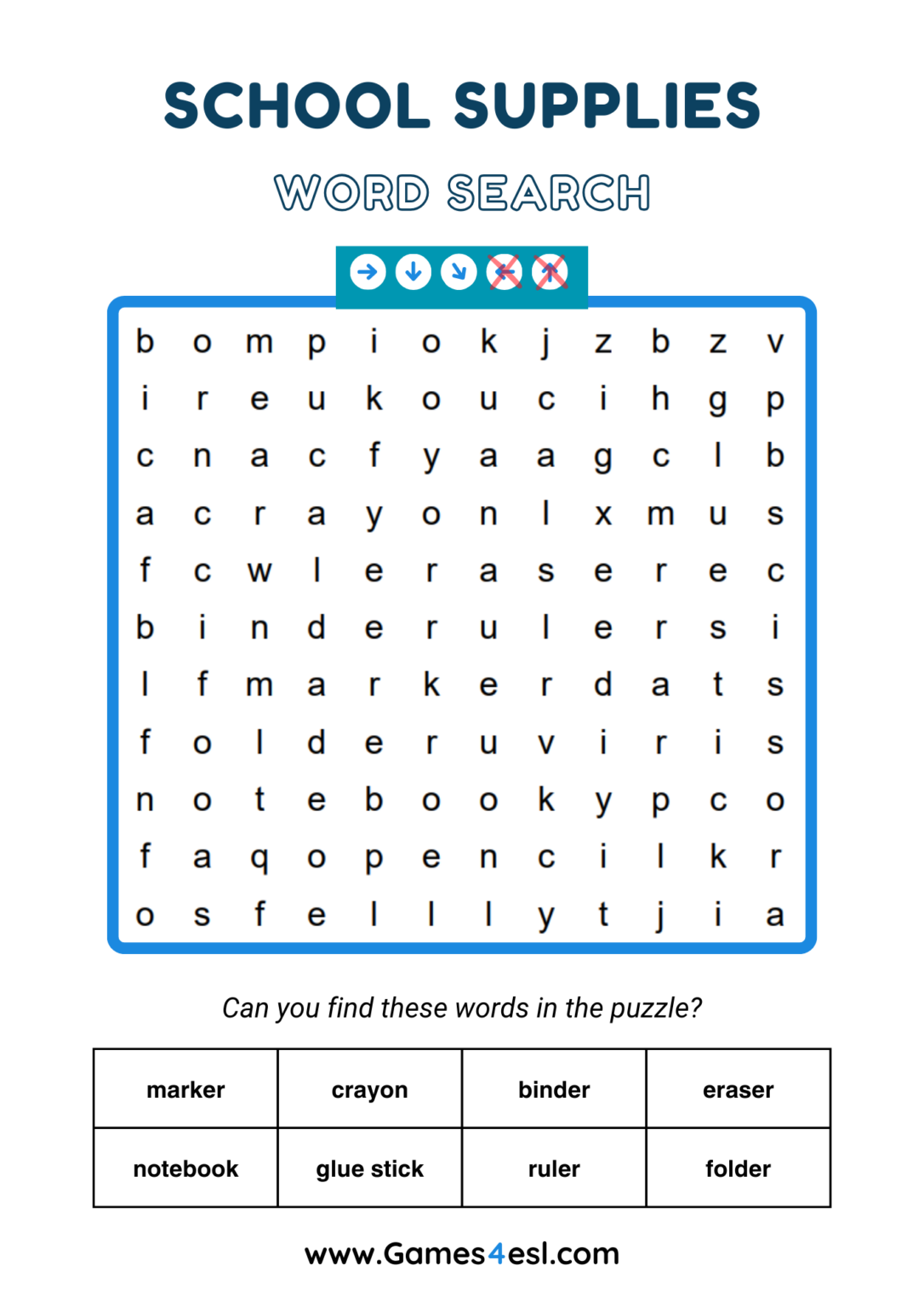 Grade 2 Word Searches | Games4esl