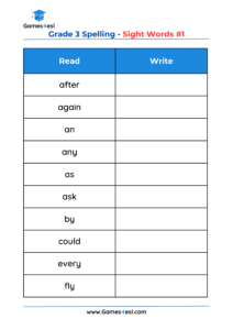 Grade 3 Spelling Words Worksheets | Games4esl