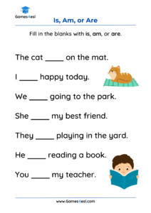 Verb To Be Worksheets For Kids And Beginners | Games4esl