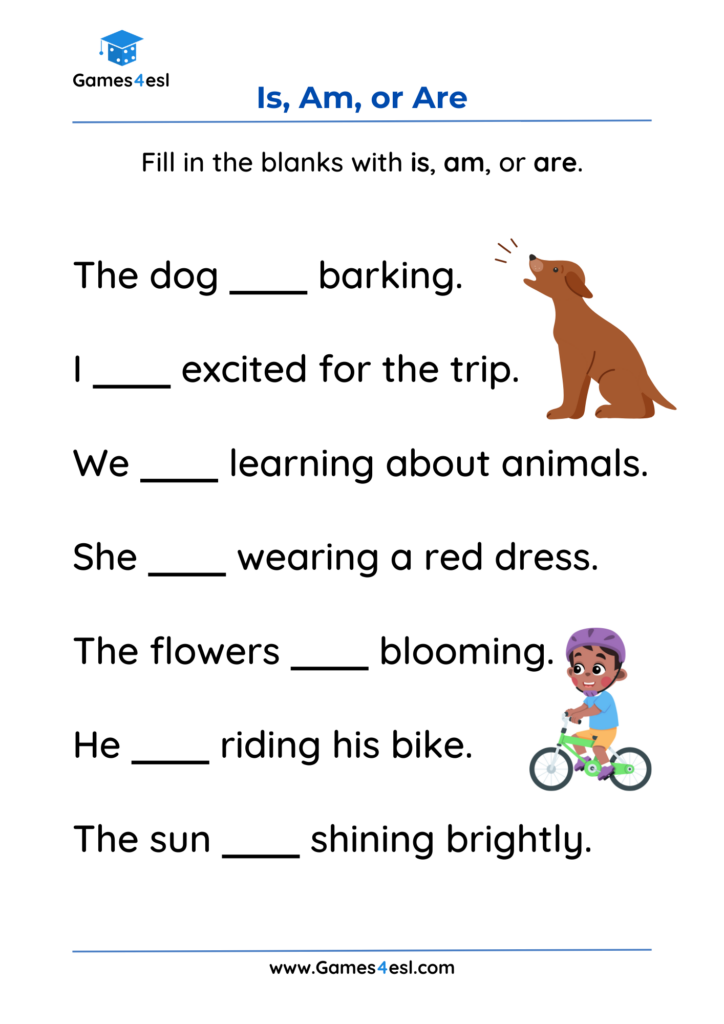 Is Am Are Worksheets | Games4esl