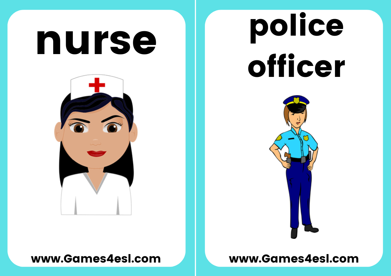 Free Jobs And Occupations Flashcards For ESL Kids | Games4esl