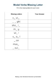 Modal Verbs Worksheets | Free Printable PDF Woksheets | Games4esl