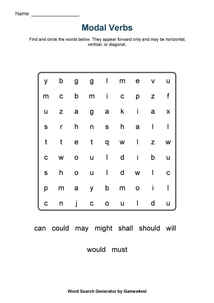 Modal Verbs Worksheets | Free Printable PDF Woksheets | Games4esl