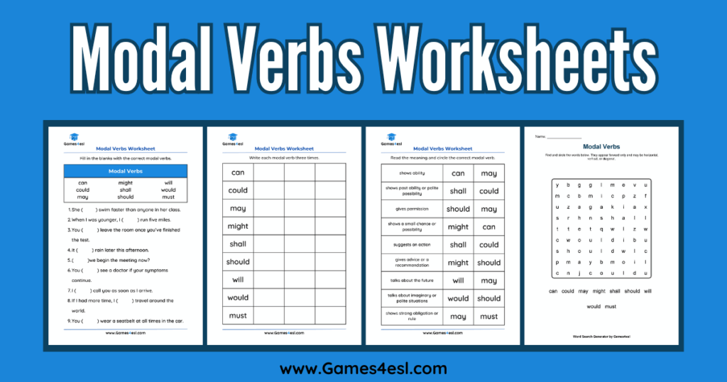 Modal Verbs Worksheets | Free Printable PDF Woksheets | Games4esl