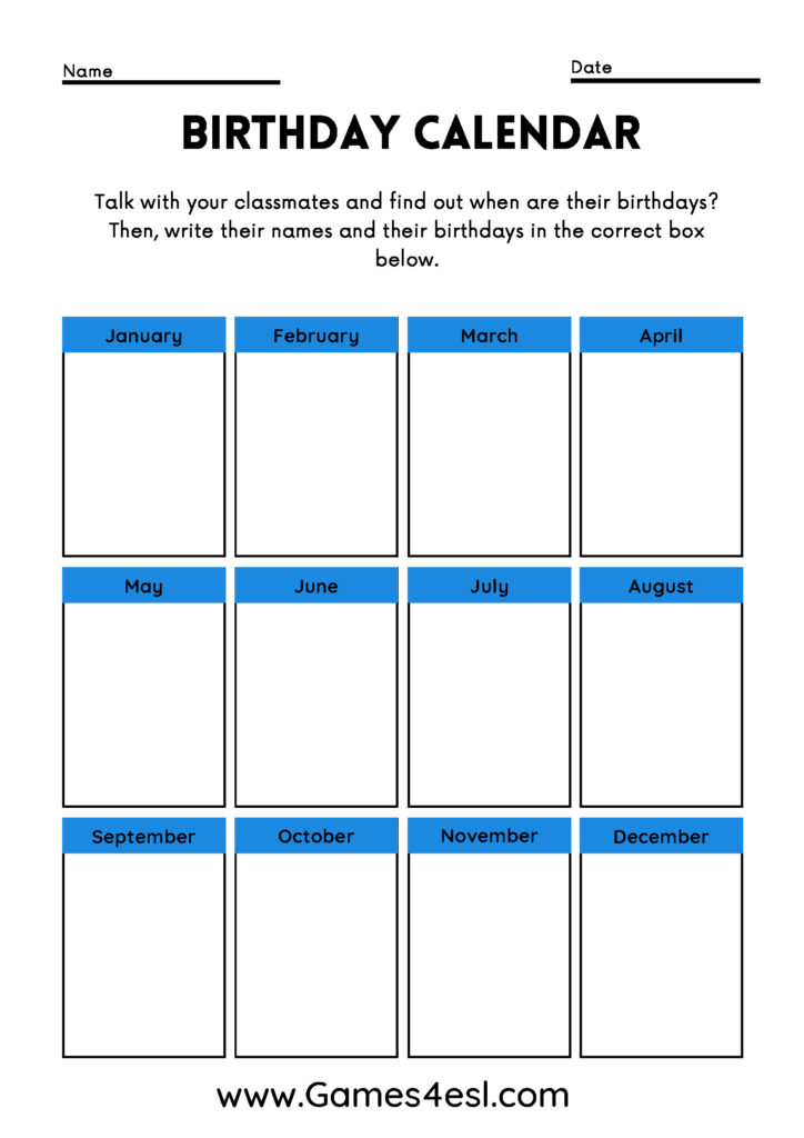 Months Of The Year Lesson Plan | Games4esl