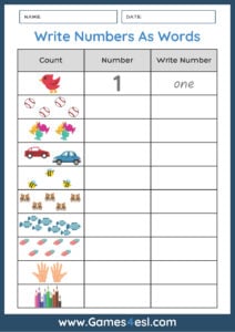 Numbers As Words Worksheets | Games4esl