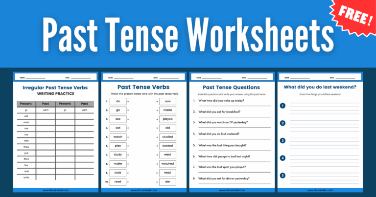 Free Past Tense Worksheets For ESL Classes | Games4esl
