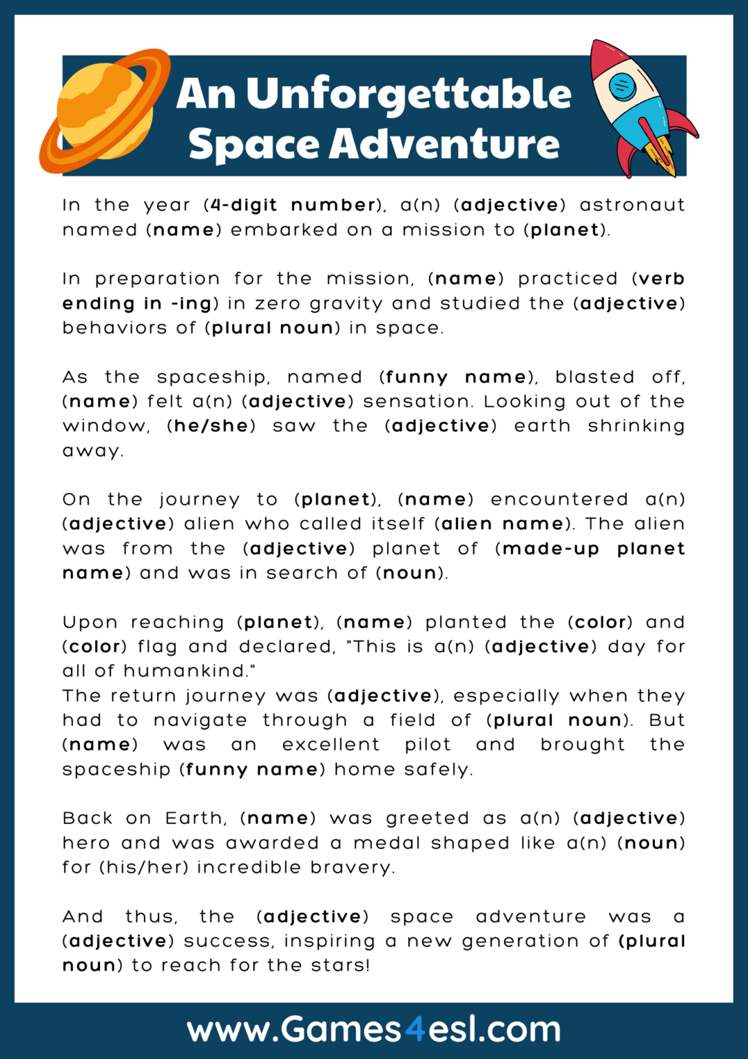 Printable Mad Libs | Unleash Your Students' Creativity With These ...