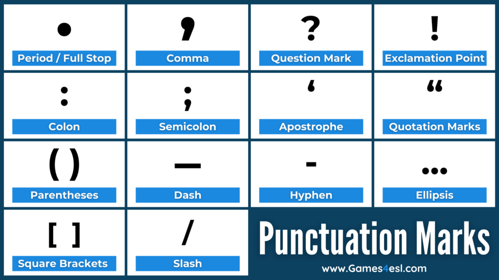 Punctuation Marks In English: An Easy Guide To Names And Usage | Games4esl