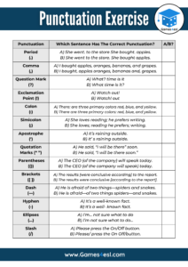Punctuation Practice Exercise | Games4esl