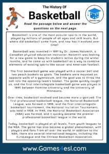 Basketball Reading Comprehension Worksheet | Games4esl