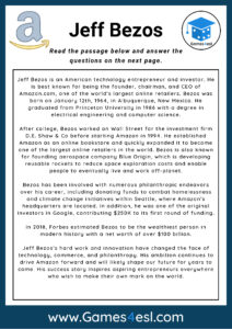 Jeff Bezos - Reading Comprehension Worksheet | Games4esl