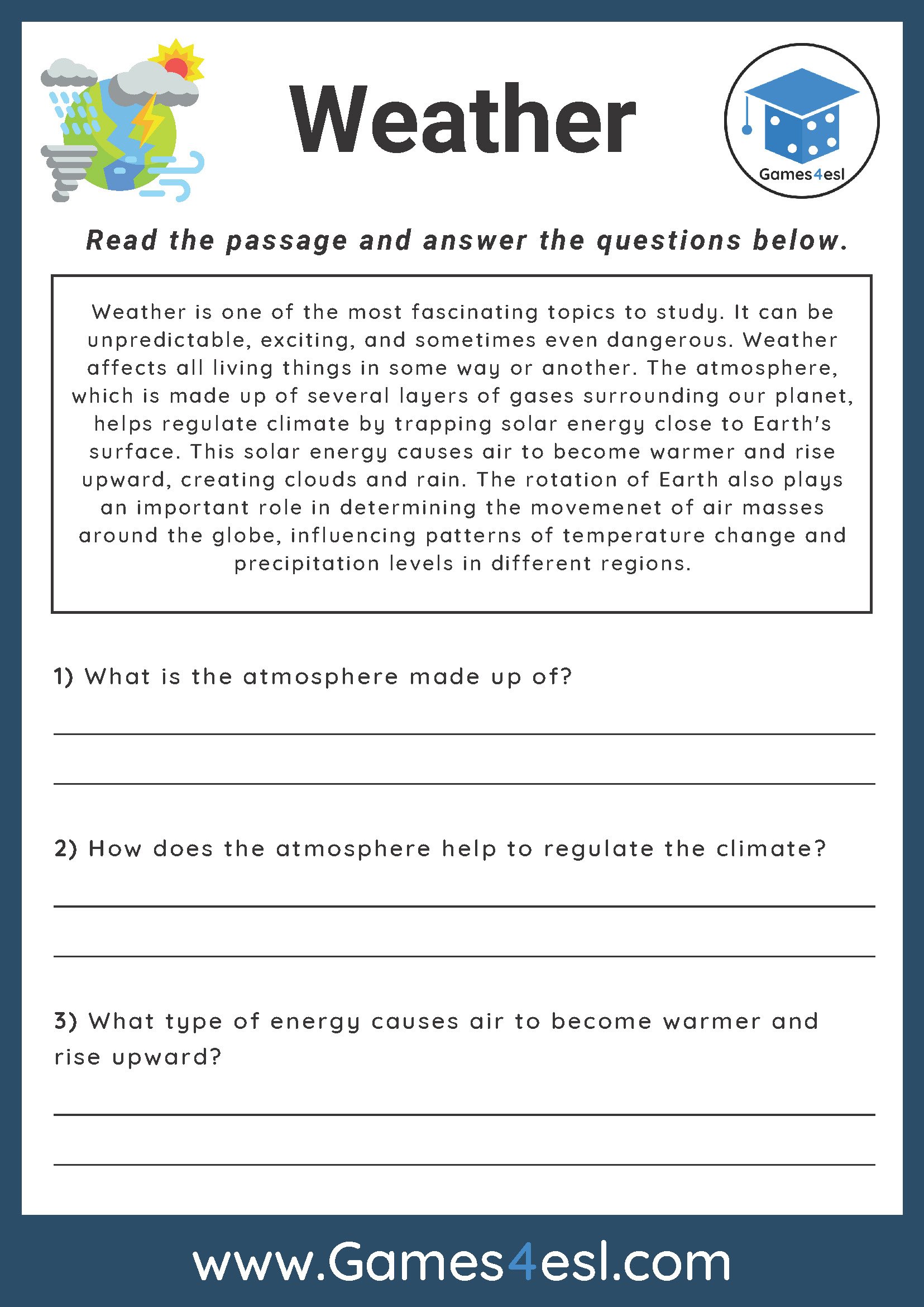 Climate And Weather Worksheet